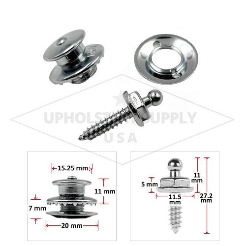 German Chrome Large Head Tenax® Fasteners | Upholstery Supply USA