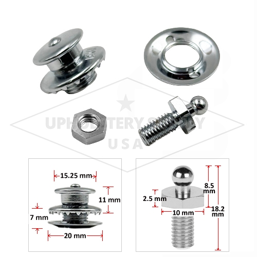 German Chrome Large Head Tenax® Fasteners | Upholstery Supply USA