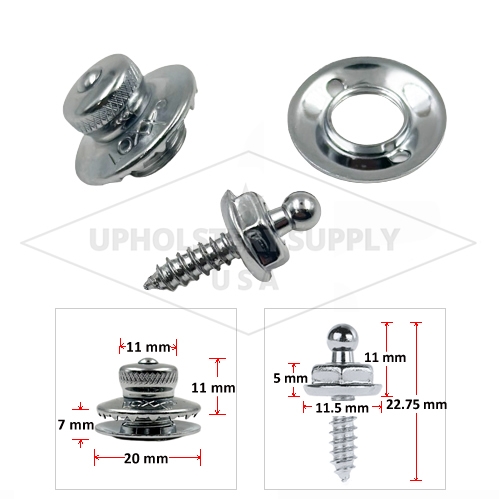 German Chrome Small Head Tenax® Fasteners | Upholstery Supply USA